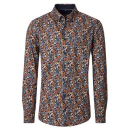 Langarmhemd Casamoda "Casamoda Freizeithemd Print", Herren, Gr. L, Normalgr&ouml;&szlig;en, bunt (orange), 100% Baumwolle, bedruckt, l&auml;ssig geschnitten, Hemden