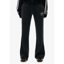 Sweathose Superdry "ATHLETIC EMB FLARE JOGGER", Damen, Gr. XS, N-Gr, blau (eclipse navy), Sweatware, Obermaterial: 100% Baumwolle, unifarben, regular fit lang, Hosen Sweathose, Baumwolle, slim fit