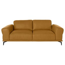 2,5-Sitzer W.Schillig "montanaa elegant und edel, bequem, Federkernunterfederung", gelb (kurkuma z69), B:212cm H:78cm T:94cm, Sofas, mit Metallf&uuml;&szlig;en in Schwarz pulverbeschichtet, Breite 212 cm