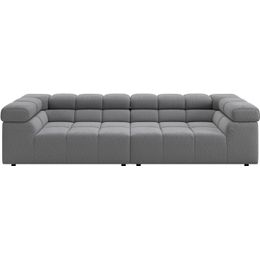 Big-Sofa Home Affaire "Ancona modern, elegant, bequem, viel Platz, B/T/H: 290/110/70 cm", grau, B:290cm H:70cm T:110cm, Sofas, Big-Sofa, auff&auml;llige Steppung, inkl. 2 Zierkissen und verstellbaren Kopfst&uuml;tzen