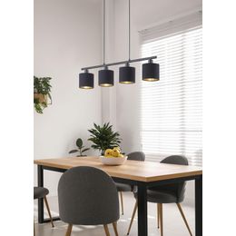 REALITY LEUCHTEN Pendelleuchte "Tommy", schwarz (schwarz matt), 4, H: 150cm, 1 Stk., Leuchten, E14 H&auml;ngelampe 4-flammig, h&ouml;henverstellbar in schwarz-gold Optik, Pendelleuchte