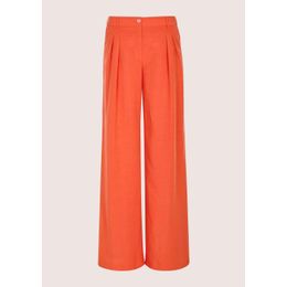 Madeleine Mode Stoffhose MADELEINE "Bundfaltenhose Leichte Sommerhose mit Formbund", Damen, Gr. 21, N + K Gr, orange (mango), Obermaterial: 70% Lyocell CLY. 30% Leinen LI., Modern, weit, Hosen Stoffhose, Weite Hose mit Bundfalten