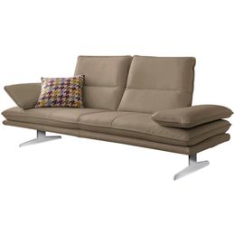 2-Sitzer W.Schillig "broadway, Designsofa mit tollem Sitzkomfort, Breite 216cm", braun (stone z59), B:216cm H:94cm T:96cm, Longlife Xtra-Leder Z59: Glattleder mit modischer Pr&auml;gung. Hautst&auml;rke 0, 9 - 1, 1 mm, Sofas, Sitztiefenverstellung, Kopfteil- & Seitenteilverstellung, Breite 216cm