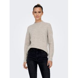 Strickpullover Only "ONLCAMILLA O-NECK L/S PULLOVER KNT", Damen, Gr. S, beige (pumice stone detail:melange), Strick, Obermaterial: 74% Polyacryl, 24% Polyester, 2% Elasthan, meliert, unifarben, regular fit normal, Rundhals, Rippb&uuml;ndchen, Pullover Strickpullover, Materialmix, regular fit