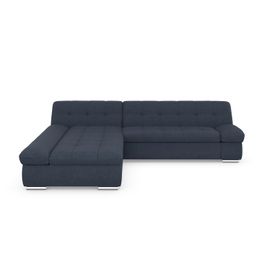 Ecksofa DOMO collection "MONA 297x173 cm, modern und komfortabel", blau (blaugrau), B:297cm H:80cm T:173cm, Struktur fein 100% Polyester;Chenilleoptik 100% Polyester;SOFTLUX/Struktur fein 100% Polyester, Sofas, Ecksofa, whlw. mit Bettfunktion, L-Form