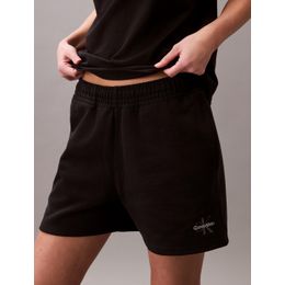 Sweatshorts Calvin Klein Jeans "MONOLOGO FRENCH TERRY SHORT", Damen, Gr. L (42), N-Gr, schwarz, Jersey, Obermaterial: 86% Baumwolle, 14% Polyester, unifarben, klassisch kurz, Hosen Sweatshorts, Mit elastischem Bund