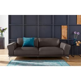 2,5-Sitzer W.Schillig "montanaa bequem, Federkernunterfederung, elegant & edel", braun (braun z59), B:232cm H:78cm T:94cm, Sofas, mit Metallf&uuml;&szlig;en in Chrom gl&auml;nzend, Breite 232 cm