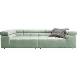 Big-Sofa Home Affaire "Ancona modern, elegant, bequem, viel Platz, B/T/H: 290/110/70 cm", gr&uuml;n (mint), B:290cm H:70cm T:110cm, Sofas, Big-Sofa, auff&auml;llige Steppung, inkl. 2 Zierkissen und verstellbaren Kopfst&uuml;tzen