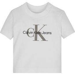 T-Shirt Calvin Klein Jeans "MONOGRAM SS T-SHIRT", M&auml;dchen, Gr. 80, wei&szlig; (hellwei&szlig;), Jersey, Obermaterial: 93% Baumwolle, 7% Elasthan, unifarben, regular fit h&uuml;ftlang, Rundhals, Shirts T-Shirt, f&uuml;r Babys bis 2 Jahre, mit Logo-Druck