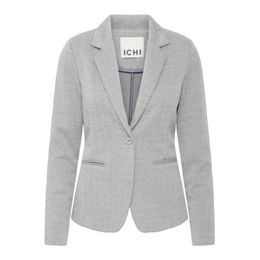 Blusenblazer Ichi "Blazer IHKATE", Damen, Gr. M, grau (sharkskin herringbone), Obermaterial: 73% Polyester PES. 25% Viskose CV. 2% Elasthan EL., Blazer Blusenblazer