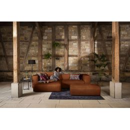 Ecksofa W.Schillig "around-the-block Mega-Sofa & Hocker, viel Platz, Breite 300cm, L-Form", braun (cognac z69), B:300cm H:66cm T:164cm, Longlife Xtra-Leder Z69: Das feinnarbige, gedeckte Softleder Z69 besticht durch seine au&szlig;ergew&ouml;hnliche Weichheit im trendigen &raquo;Vintage-Look&laquo;, Hautst&auml;rke 0, 9 - 1, 1 mm;Longlife fabric Flachgewebe T88 (100% Polyester), Sofas, Ecksofa, inklusive Hocker, mit elegante