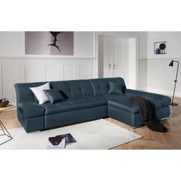 Ecksofa DOMO collection "MONA 297x173 cm, modern und komfortabel", blau (dunkelblau), B:297cm H:80cm T:173cm, Struktur fein 100% Polyester;Chenilleoptik 100% Polyester;SOFTLUX/Struktur fein 100% Polyester, Sofas, Ecksofa, whlw. mit Bettfunktion, L-Form