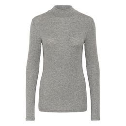 Longtop Kaffe "Langarm-Shirt KAiben", Damen, Gr. L, grau (grau melange), Obermaterial: 77% Modal TENCEL CMD(Lenzing). 19% Wolle mw. 4% Elasthan EL., Tops