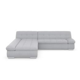Ecksofa DOMO collection "MONA 297x173 cm, modern und komfortabel", silber, B:297cm H:80cm T:173cm, Struktur fein 100% Polyester;Chenilleoptik 100% Polyester;SOFTLUX/Struktur fein 100% Polyester, Sofas, Ecksofa, whlw. mit Bettfunktion, L-Form