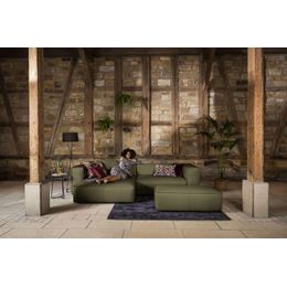 Ecksofa W.Schillig "around-the-block Mega-Sofa & Hocker, viel Platz, Breite 300cm, L-Form", gr&uuml;n (camouflage z69), B:300cm H:66cm T:164cm, Longlife Xtra-Leder Z69: Das feinnarbige, gedeckte Softleder Z69 besticht durch seine au&szlig;ergew&ouml;hnliche Weichheit im trendigen &raquo;Vintage-Look&laquo;, Hautst&auml;rke 0, 9 - 1, 1 mm;Longlife fabric Flachgewebe T88 (100% Polyester), Sofas, Ecksofa, inklusive Hocker, mit elega