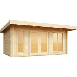 Gartenhaus Lasita Maja "DORSET", beige (naturbelassen), Fu&szlig;boden im Gartenhaus, ohne Dacheindeckung, Massivholz, Gartenh&auml;user, Gartenhaus