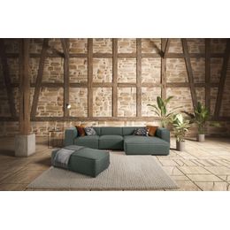 Ecksofa W.Schillig "around-the-block Mega Sofa, viel Platz und hoher Sitzkomfort, L-Form", gr&uuml;n (mint o10), B:341cm H:66cm T:164cm, ROHLEDER Jacquard-Flachgewebe Q2 O10 (60% Polyacryl, 40% Polyester), Sofas, Ecksofa, mit eleganter Biese, mit Federkern, Breite 341 cm