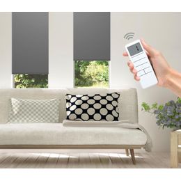 Elektrisches Rollo GOOD LIFE "Vau - SMART HOME" Gr. 2, grau (anthrazit, wei&szlig;, wei&szlig;), B:120cm H:150cm, Kunststoff, Metall, Polyester, Rollos, mit Fernbedienung