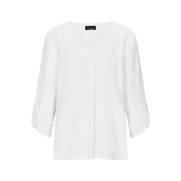 Schlupfbluse GOLDNER "Kurzgr&ouml;&szlig;e Elegante Basicbluse mit V-Ausschnitt", Damen, Gr. 20, cremewei&szlig;, Obermaterial: 100% Polyester PES., figurumspielend, V-Ausschnitt, Blusen Schlupfbluse, Krempelarm