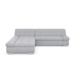 Ecksofa DOMO collection "MONA 297x173 cm, modern und komfortabel", silber, B:297cm H:80cm T:173cm, Struktur fein 100% Polyester;Chenilleoptik 100% Polyester;SOFTLUX/Struktur fein 100% Polyester, Sofas, Ecksofa, whlw. mit Bettfunktion, L-Form
