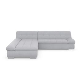 Ecksofa DOMO collection "MONA 297x173 cm, modern und komfortabel", silber, B:297cm H:80cm T:173cm, Struktur fein 100% Polyester;Chenilleoptik 100% Polyester;SOFTLUX/Struktur fein 100% Polyester, Sofas, Ecksofa, whlw. mit Bettfunktion, L-Form