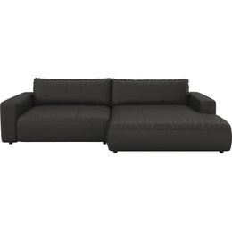 Ecksofa Musterring "LUCIA zeitlos, bequem, sch&ouml;ne Detailverarbeitung Breite 296cm, L-Form", schwarz (schwarz puro), B:296cm H:81cm T:190cm, Flachgewebe VALMONT (60% Baumwolle/40% Leinen);Leder PURO, pigmentiertes Leder;Microfaser CRONA (100% Polyester);Flachgewebe FLORIS (100% Polyester);Leder BAX, pigmentiertes Leder, Sofas, Ecksofa