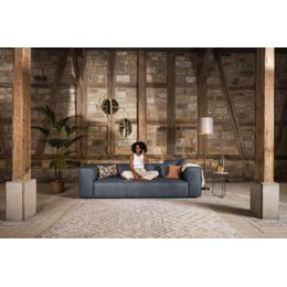3-Sitzer W.Schillig "around-the-block Mega Sofa mit tollem Sitzkomfort, Breite 260cm", blau (blau z69), B:260cm H:66cm T:104cm, Longlife Xtra-Leder Z69: Das feinnarbige, gedeckte Softleder Z69 besticht durch seine au&szlig;ergew&ouml;hnliche Weichheit im trendigen &raquo;Vintage-Look&laquo;, Hautst&auml;rke 0, 9 - 1, 1 mm;Longlife fabric Flachgewebe T88 (100% Polyester), Sofas, mit eleganter Biese, mit Federkern