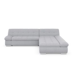 Ecksofa DOMO collection "MONA 297x173 cm, modern und komfortabel", silber, B:297cm H:80cm T:173cm, Struktur fein 100% Polyester;Chenilleoptik 100% Polyester;SOFTLUX/Struktur fein 100% Polyester, Sofas, Ecksofa, whlw. mit Bettfunktion, L-Form