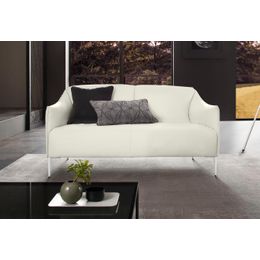 2-Sitzer W.Schillig "sally Design Sofa mit schmalen Armlehnen, bequem und elegant", wei&szlig; (wei&szlig; z59), B:154cm H:78cm T:84cm, Longlife Xtra-Leder Z59: Glattleder mit modischer Pr&auml;gung. Hautst&auml;rke 0, 9 - 1, 1 mm., Sofas, mit Metallf&uuml;&szlig;en in Chrom gl&auml;nzend, Breite 154 cm