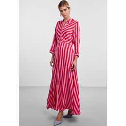 Hemdblusenkleid Y.A.S "YASSAVANNA LONG SHIRT DRESS", Damen, Gr. M, N-Gr, rosa (cyclamen str:bittersweet), Web, Obermaterial: 100% Viskose (LENZING&trade; ECOVERO&trade;), gestreift, relaxed fit lang, Kleider, Sommerkleid, mit 3/4 &Auml;rmel