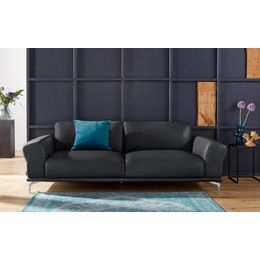 2,5-Sitzer W.Schillig "montanaa bequem, Federkernunterfederung, elegant & edel", schwarz (schwarz z59), B:232cm H:78cm T:94cm, Sofas, mit Metallf&uuml;&szlig;en in Chrom gl&auml;nzend, Breite 232 cm
