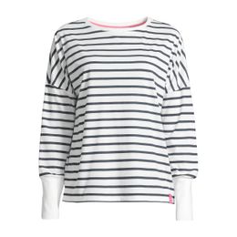 Langarmshirt SALZHAUT "Longsleeve SMAAK - RINGEL", Damen, Gr. XS, blau (navy sanftes wei&szlig;), Obermaterial: 50% Baumwolle CO. 50% Polyester PES., Shirts Langarmshirt