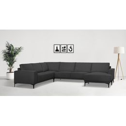 Wohnlandschaft OTTO HOME "OLAND U-Form, XXL, B: 342 cm, Skandi-Design", grau (anthrazit), B:342cm H:85cm T:260cm, 100% Polyester, Sofas, Wohnlandschaft, Skandi-Design in Struktur, Flachgewebe, Luxus-Microfaser, Boucle