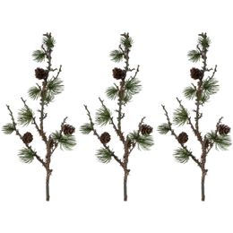 Winterliche Kunstpflanze Creativ green "Weihnachtsdeko", gr&uuml;n, H:57cm, Kunststoff, Kunstpflanzen, Zweig mit Zapfen und Flechten, 3er-set