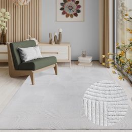 Teppich the carpet "Rio", wei&szlig;, B:80cm H:8mm L:150cm, Polyester, Teppiche, Teppich, weicher Wohnzimmer Teppich rutschfest 3D-Optik