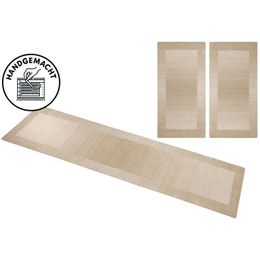 Bettumrandung Theko "Gabbeh Super, Handweb, Teppich, Bord&uuml;re, reine Wolle" Gr. 14, beige, H:9mm, Obermaterial: 100% Wolle, Bettumrandungen, Bettvorleger, Schlafzimmer, L&auml;ufer-Set
