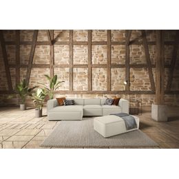 Ecksofa W.Schillig "around-the-block Mega Sofa, viel Platz und hoher Sitzkomfort, L-Form", grau (eisgrau z59), B:341cm H:66cm T:164cm, Longlife Xtra-Leder Z59: Glattleder mit modischer Pr&auml;gung. Hautst&auml;rke 0, 9 - 1, 1 mm, Sofas, Ecksofa, mit eleganter Biese, mit Federkern, Breite 341 cm