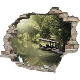 Wandtattoo queence "Fluss", beige (natur), B:60cm H:50cm T:0,1cm, Wandtattoos, Wandtattoo, Wandsticker, Wandbild, selbstklebend, 3D, Wanddurchbruch