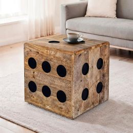 W&uuml;rfelhocker FineBuy Sitzw&uuml;rfel Mango Massivholz 41 cm Holzw&uuml;rfel Beistelltisch