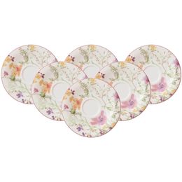 Villeroy & Boch Untertasse VILLEROY & BOCH "Teeuntertassen Mariefleur Tea &oslash; 16,7 cm 6er Set bunt", bunt, Speiseteller