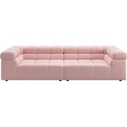 Big-Sofa Home Affaire "Ancona modern, elegant, bequem, viel Platz, B/T/H: 290/110/70 cm", rosa (ros&eacute;), B:290cm H:70cm T:110cm, Sofas, Big-Sofa, auff&auml;llige Steppung, inkl. 2 Zierkissen und verstellbaren Kopfst&uuml;tzen
