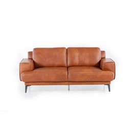2-Sitzer W.Schillig "Foscaari komfortabeler Federkern, erstklassige Verarbeitung", braun (cognac), B:193cm T:94cm, Sofas, Lederbezug der Extraklasse, Breite 193cm