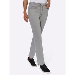 5-Pocket-Jeans Casual Looks, Damen, Gr. 36, Normalgr&ouml;&szlig;en, grau (grau, denim), 98% Baumwolle, 2% Elasthan, unifarben, lang, Jeans 5-Pocket-Jeans