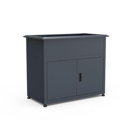 WESTMANN Metall Hochbeet Plexa mit Stauraum & Schneckenkante Anthrazit 50x100x85cm