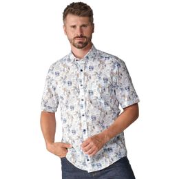 Kurzarmhemd Casamoda "Casamoda Freizeithemd Kurzarm Print", Herren, Gr. XXL, Normalgr&ouml;&szlig;en, blau (mittelblau), 100% Baumwolle, bedruckt, l&auml;ssig geschnitten, Hemden