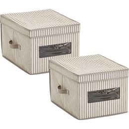 Aufbewahrungsbox zeller PRESENT "Stripes", beige (natur), Ma&szlig;e(B/T/H):(30/39,5/25)(B/T/H):(30/39,5/25), Vlies, Aufbewahrungsboxen, Aufbewahrungsbox, Vlies, beige