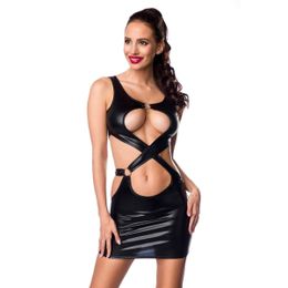 SARESIA Raffiniertes Wetlook-Minikleid