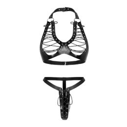 Rimba Leder-Bikini mit Schn&uuml;rung