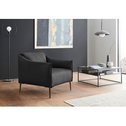 Cocktailsessel W.Schillig "sally Design-Sessel, bequem und zeitlos, tolle Verarbeitungsdetails", schwarz (schwarz z59), B:84cm H:78cm T:84cm, Longlife Xtra-Leder Z59: Glattleder mit modischer Pr&auml;gung. Hautst&auml;rke 0, 9 - 1, 1 mm., Sessel, Cocktailsessel, mit Metallf&uuml;&szlig;en in Bronze pulverbeschichtet
