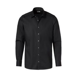 Businesshemd OLYMP "OLYMP Level Five, body fit, New York Kent", Herren, Gr. 36, Normaler Arm, schwarz, 97% Baumwolle, 3% Elastolefin, Hemden